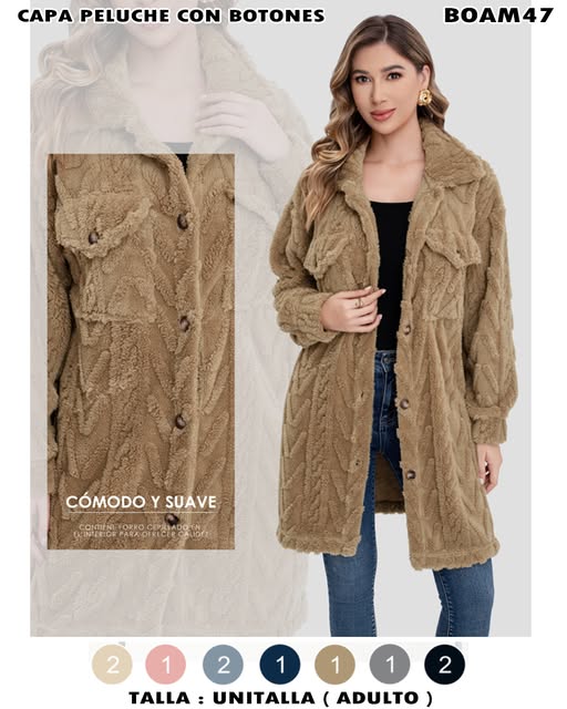 BOAM47 – Capa Peluche con Botones – Vein Modas